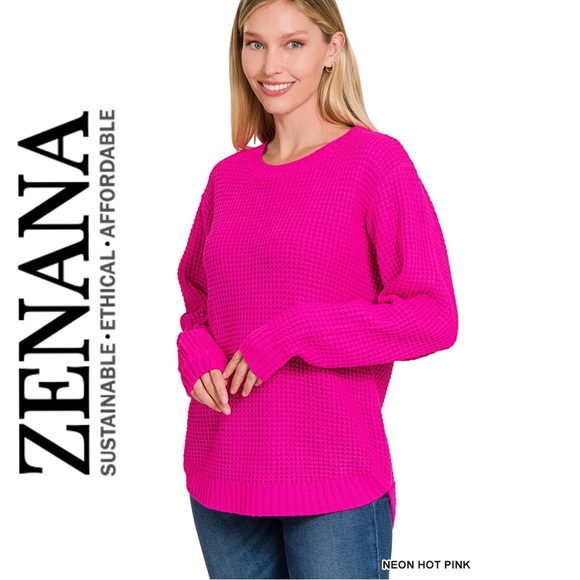 Zenana Outfitters | Sweaters | Zenana Hilow Waffle Knit Tunic Sweater ...